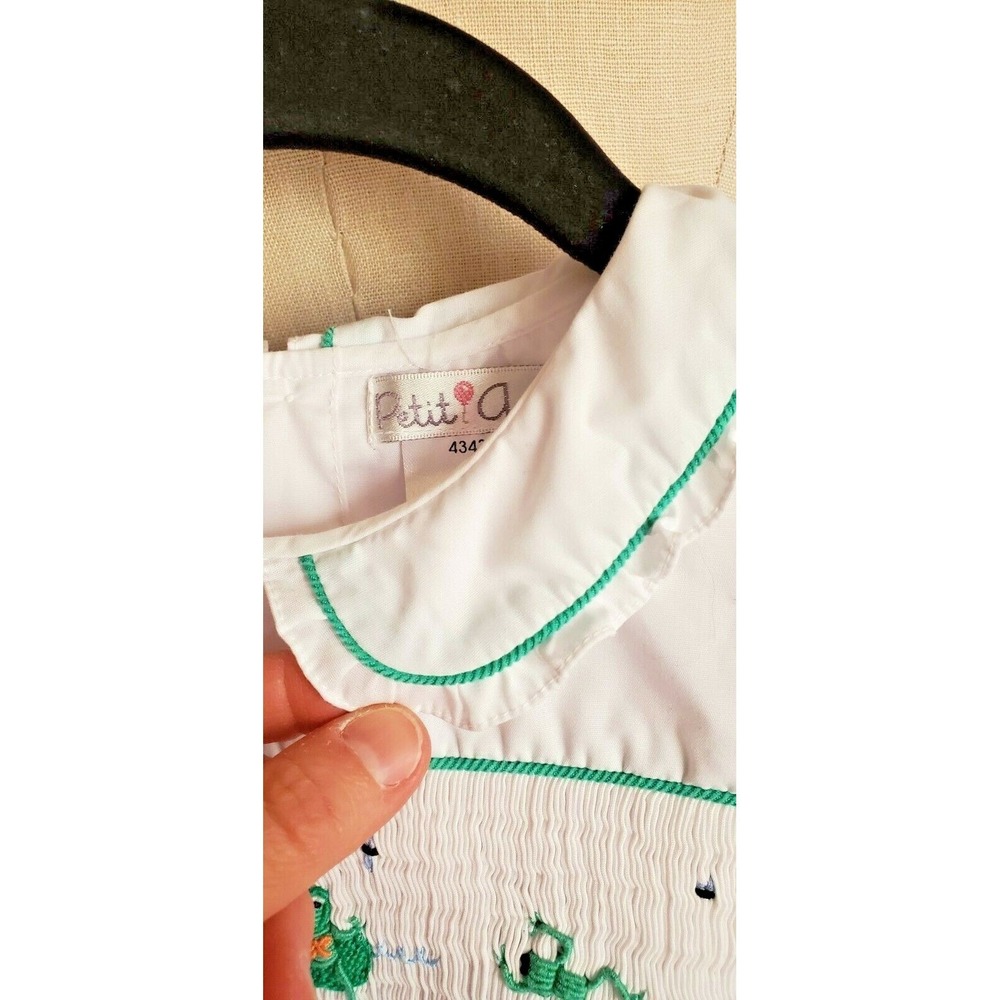 Petit Ami | Dresses | Petit Ami Girls White Smocked Frog Embroidery ...